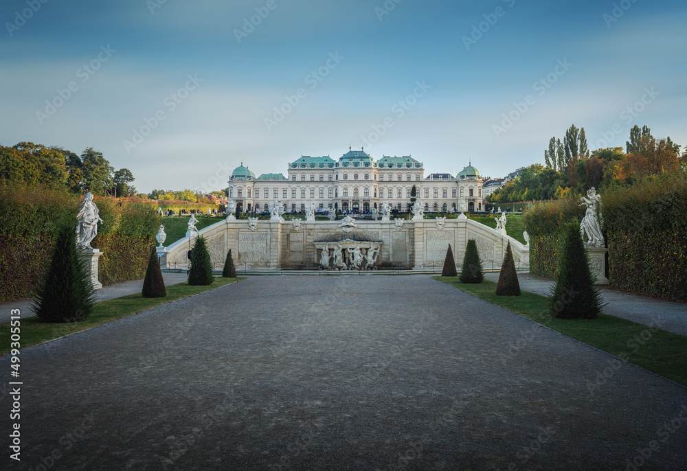 Shell fountain (Muschelbrunnen) and Upper Belvedere Palace - Vienna ...