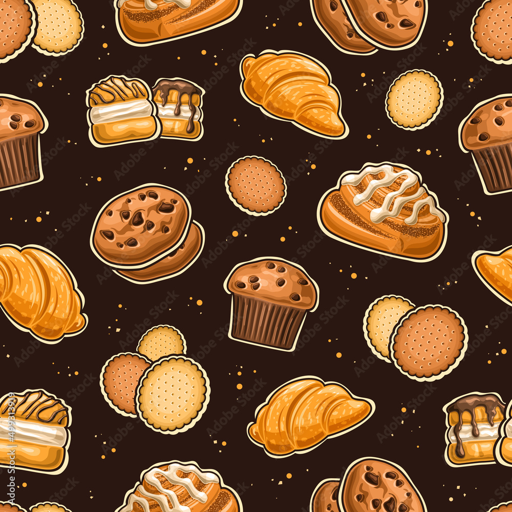 Vektorová grafika „Vector Baked Goods Seamless Pattern, repeating ...