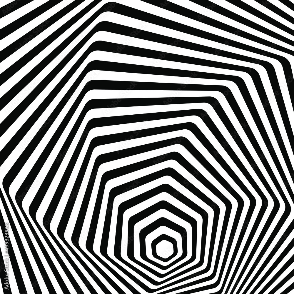 Black optical art in vortex form. Vector image with a psychedelic ...
