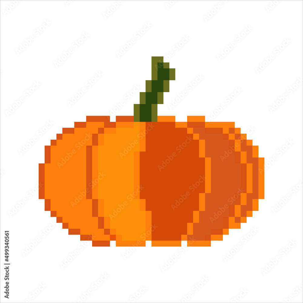 Pumpkin with pixel art. Vector illustration isolated on white ...