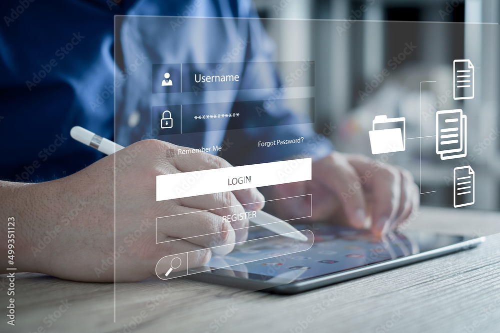 Concept of cyber security, information security and encryption, secure access to user's personal ...