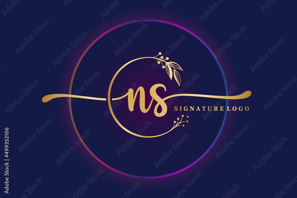 luxury signature logo design initial Ns. Handwriting vector logo design ...