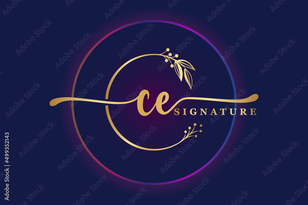 luxury signature logo design initial Ce. Handwriting vector logo design ...