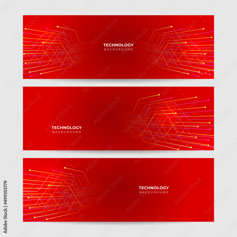 Abstract red banner technology background design template vector ...