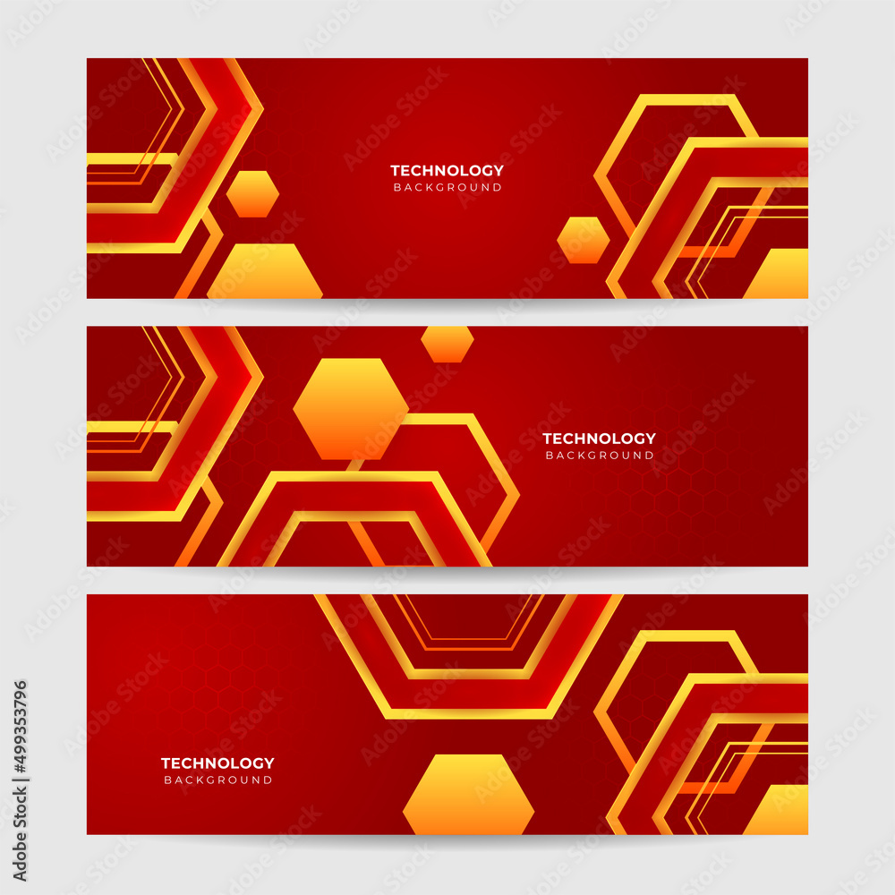 Abstract red banner technology background design template vector ...