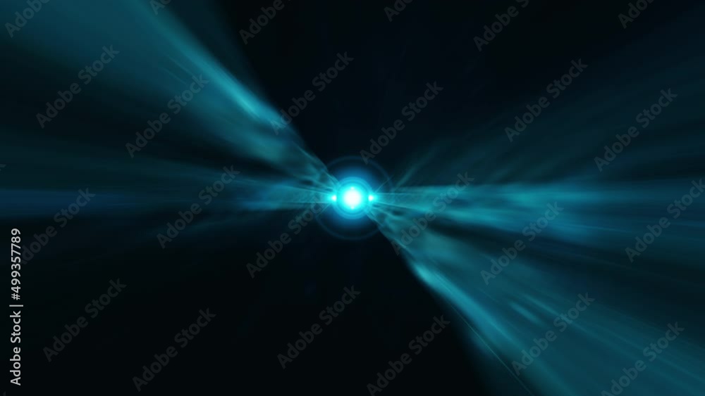 Abstract blue center optical flare spark shine ray light. Seamless loop ...