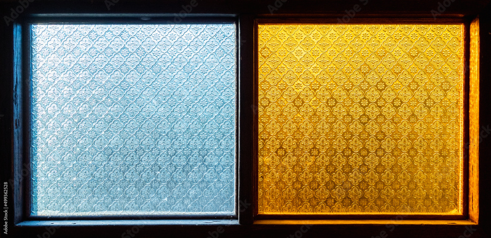 Metallic light blue and golden yellow mirror pattern texture background ...