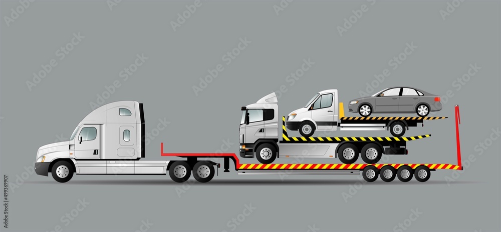 Tow truck. The process of evacuation of emergency transport with ...