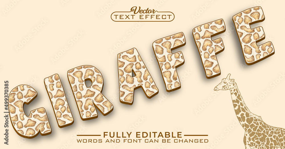 Cartoon Giraffe Skin Vector Editable Text Effect Template Stock Vector ...