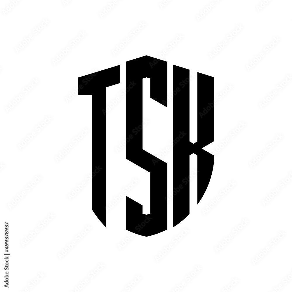 TSK letter logo design. TSK modern letter logo with black background ...
