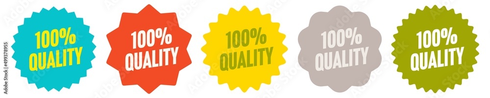 100 percent quality sticker with different shape and form. Vector badge ...