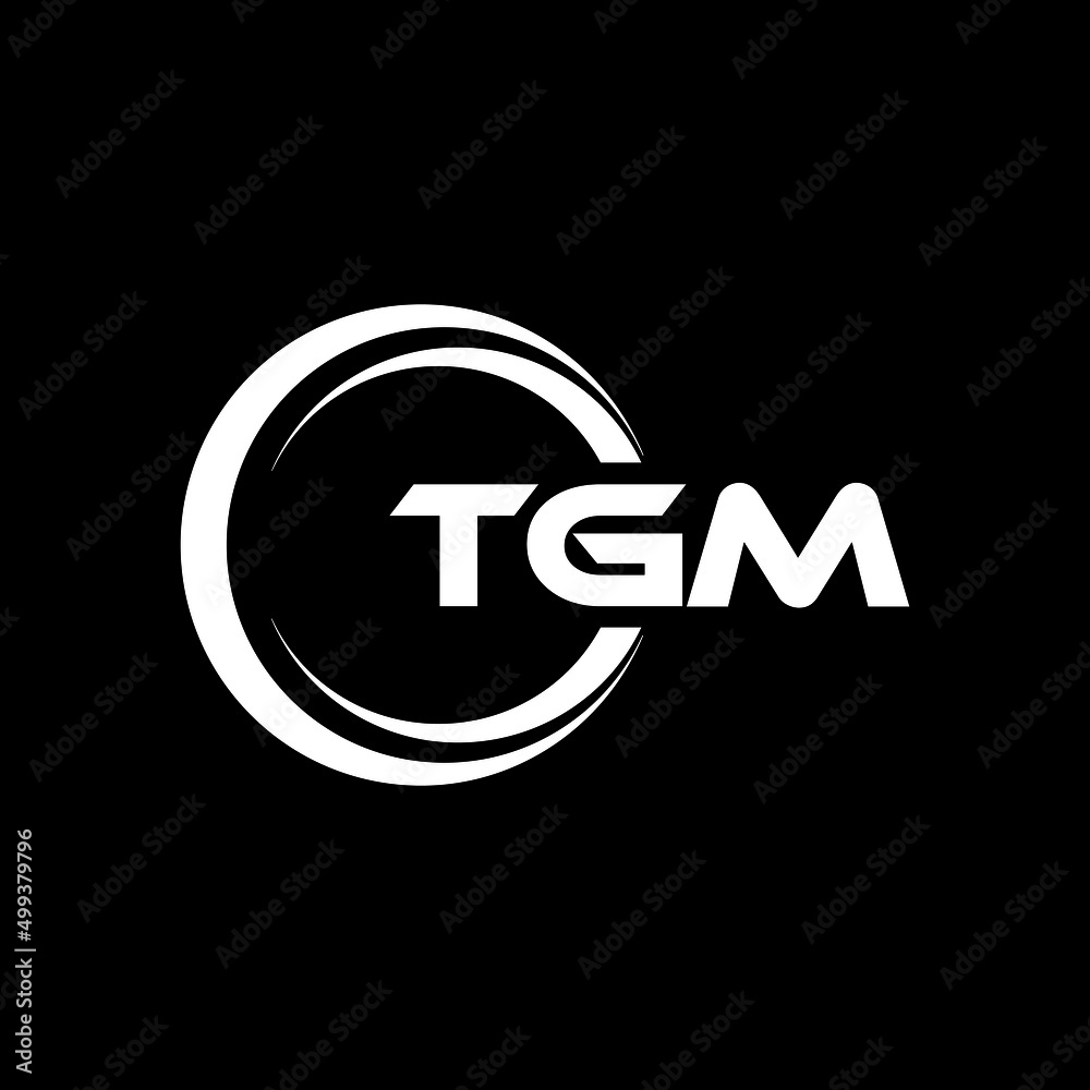 TGM letter logo design with black background in illustrator, vector ...