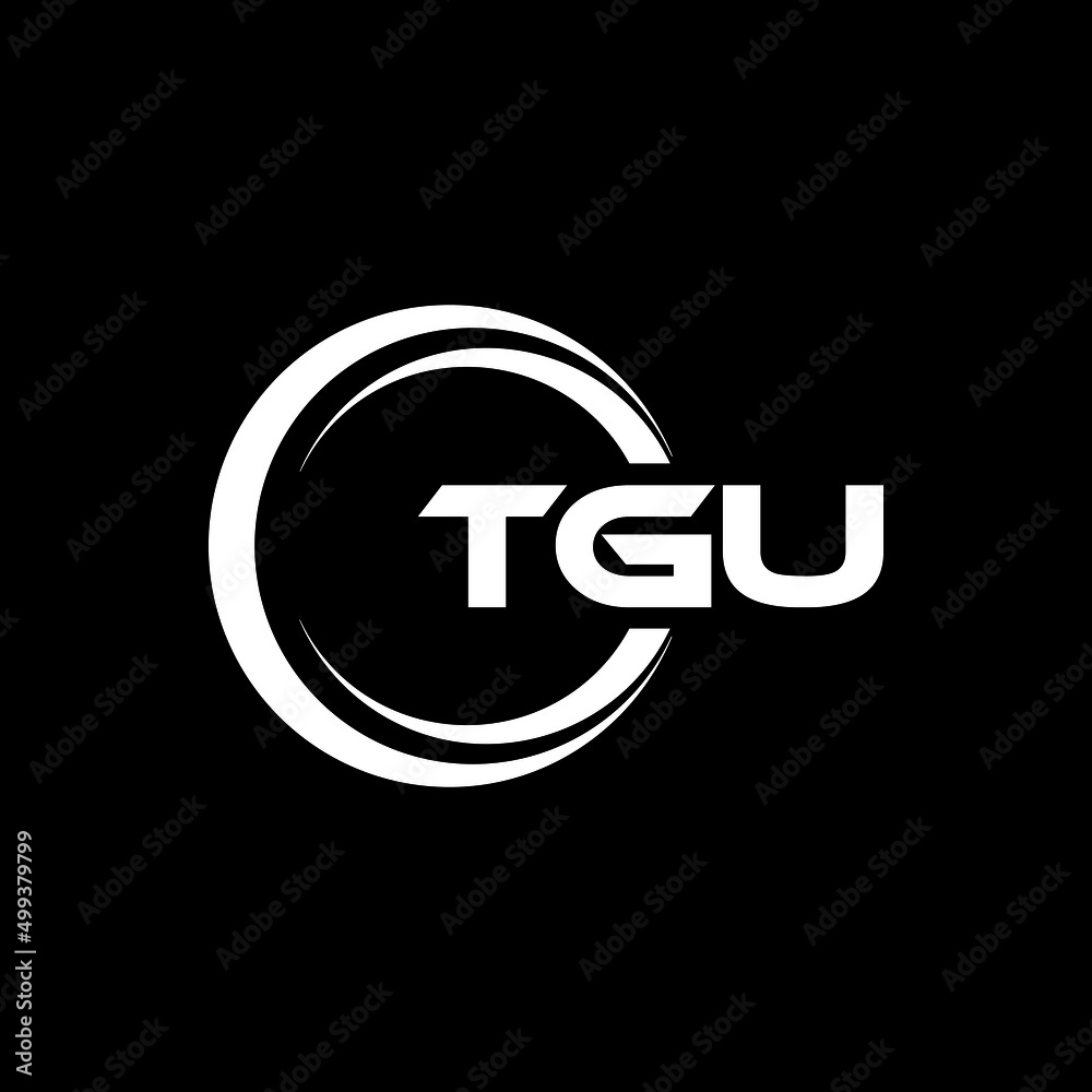 TGU letter logo design with black background in illustrator, vector ...