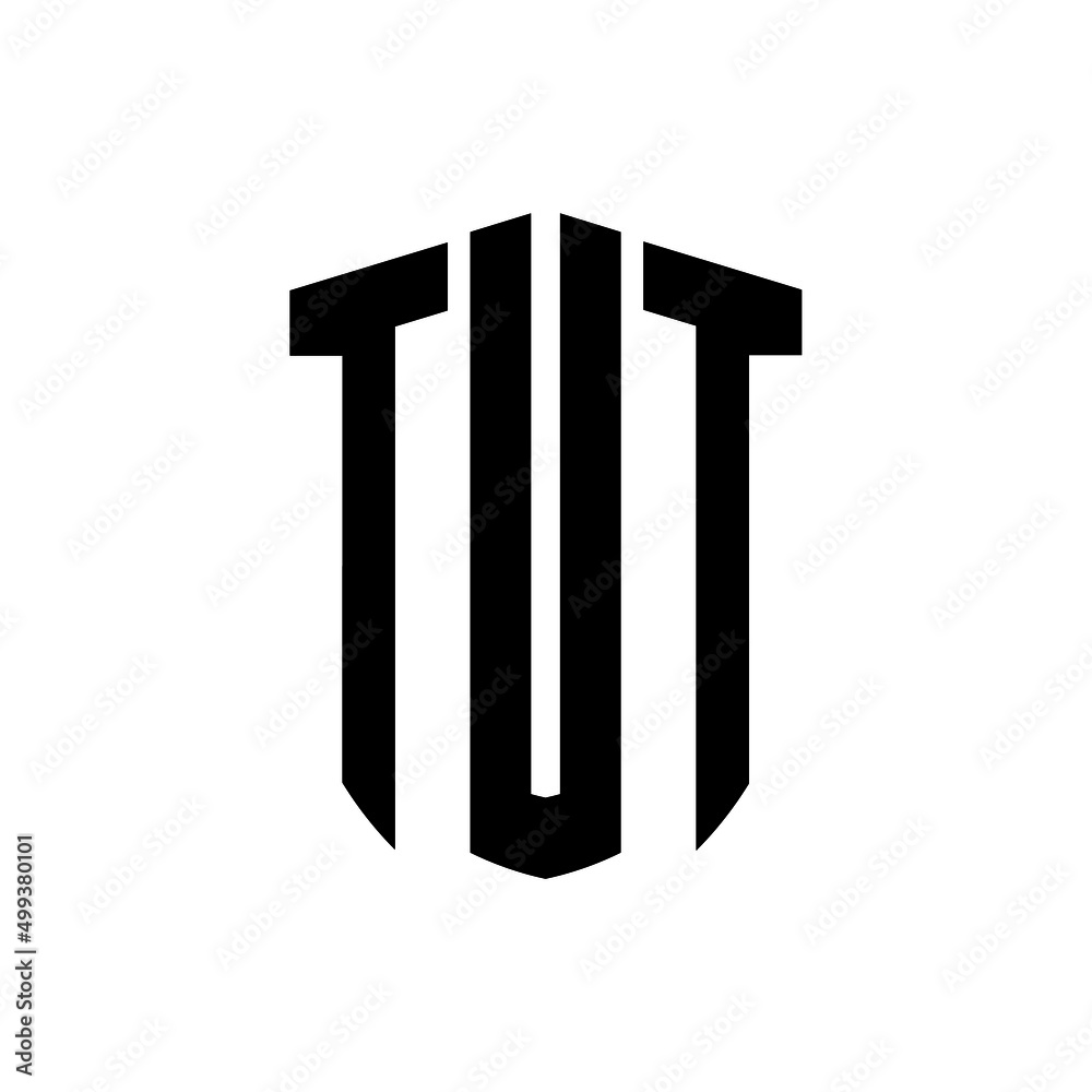 TUT letter logo design. TUT modern letter logo with black background ...