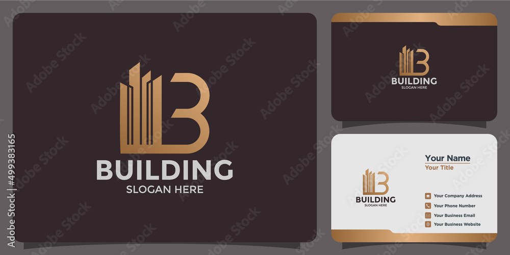 building logo combination of letter B and branding card Stock Vector ...