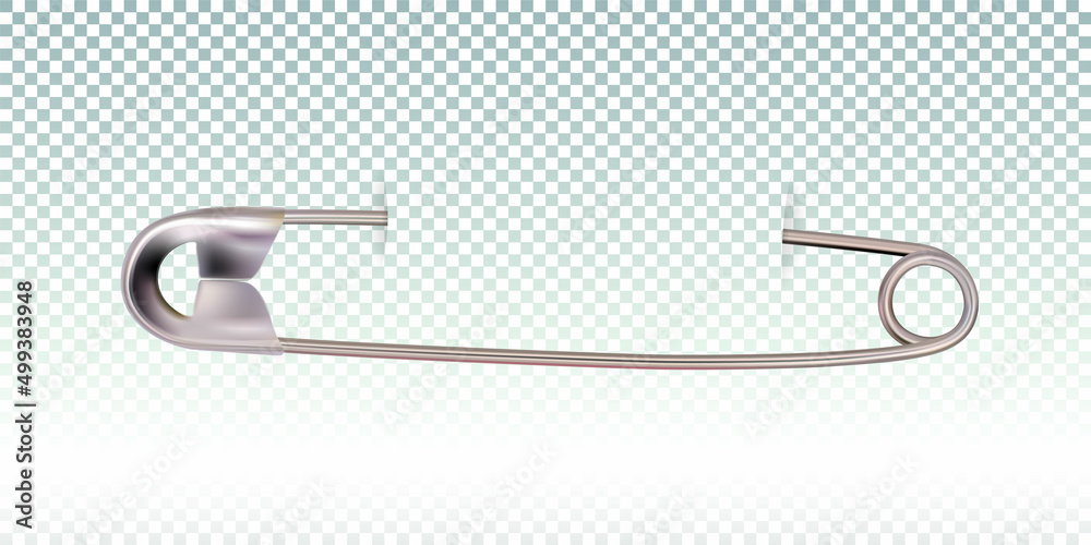 Safety pin pinned, template isolated on transparent background. Object ...