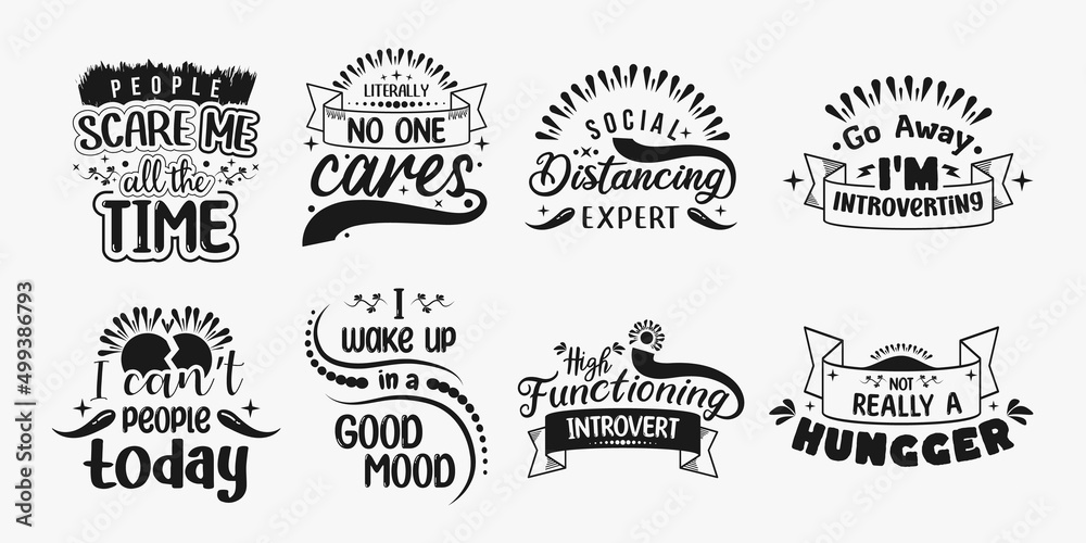 Anti Social SVG Bundle Hand-drawn lettering quote for t-shirt, print ...