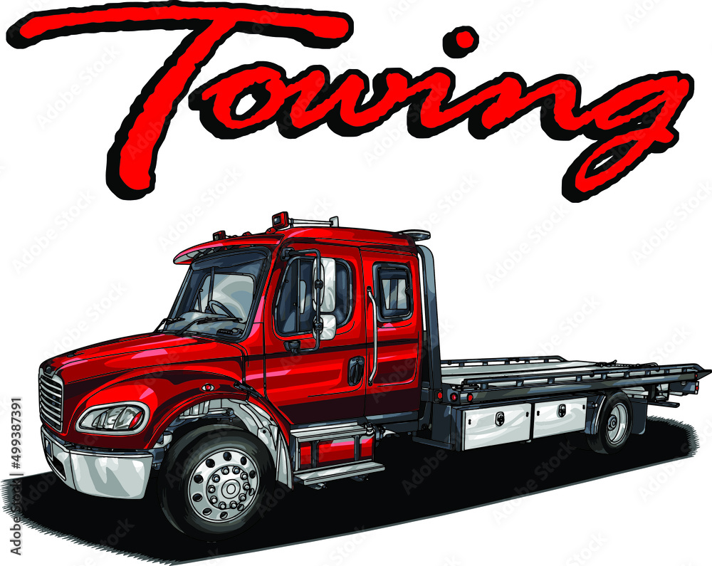 towing service isolated on white background for poster, t-shirt print ...