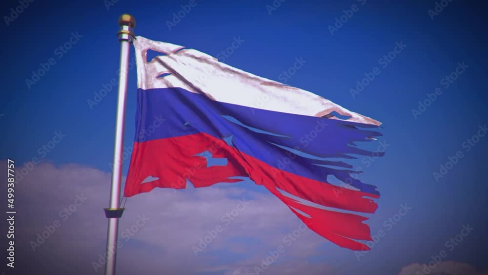 Title: Seamless loop animation of the torn flag of Russia. Fo possible ...