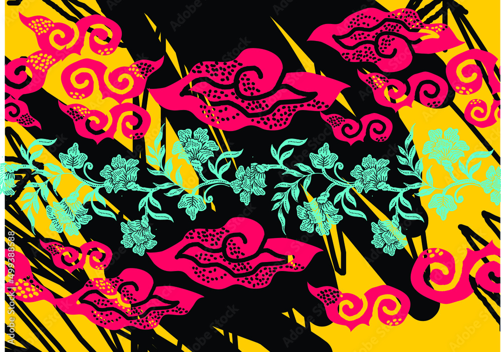 Motif Mega Mendung, batik motif typical of West Java Indonesia, curved ...