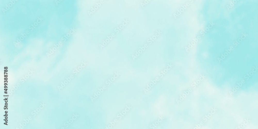 Blue sky with clouds and Abstract watercolor digital art painting for ...