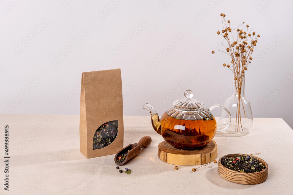 Organic tea branding and packaging mockup. Blank tea packaging mockup ...