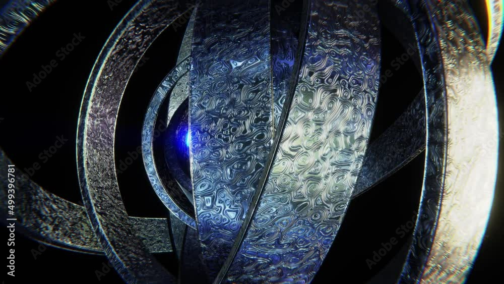 Realistic looping abstract 3D animation of the solid metal rings ...