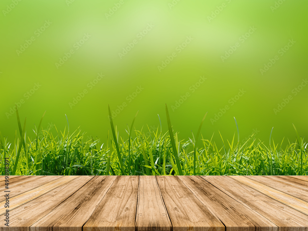 Wooden Table Top with Nature Background can be used mock up for montage ...