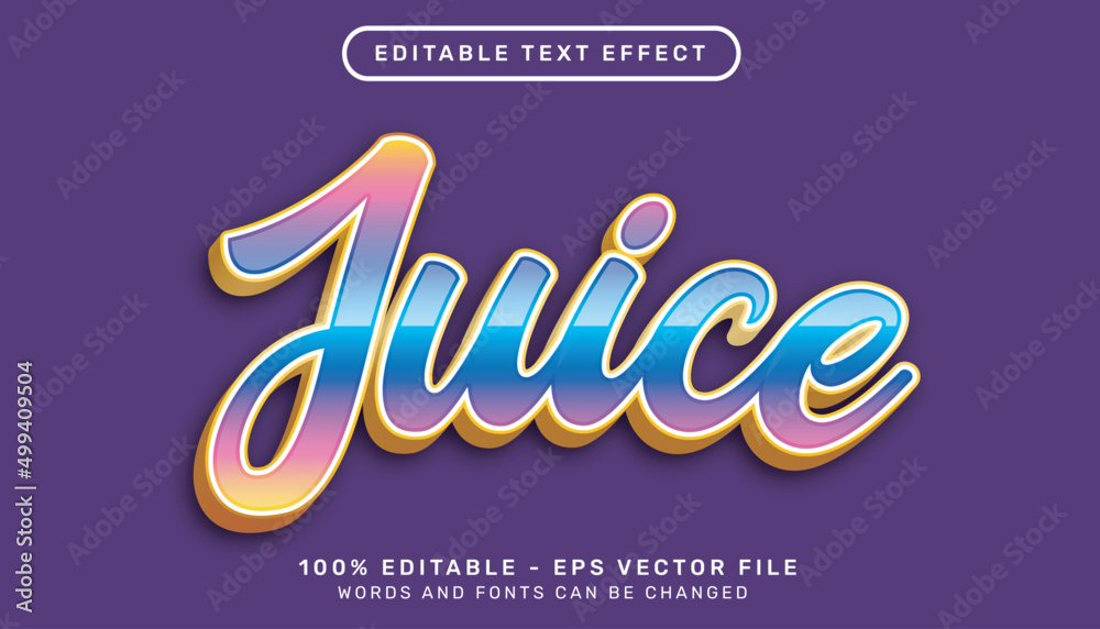 juice 3d text effect and editable text effect Stock Vector | Adobe Stock