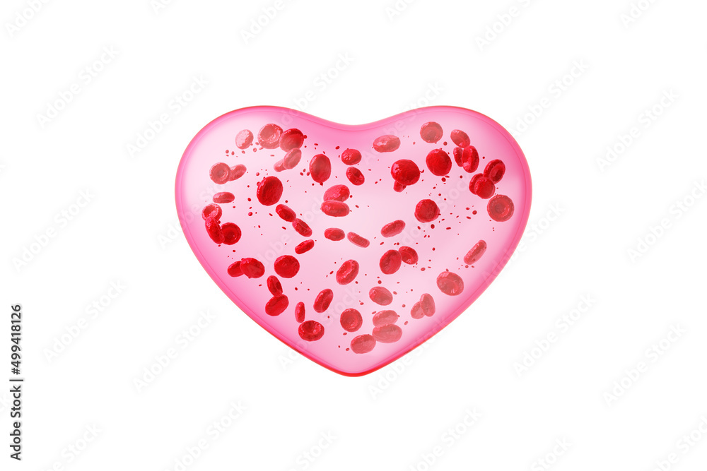 pink heart shape transparent bubble balloon Inside hemoglobin red blood ...