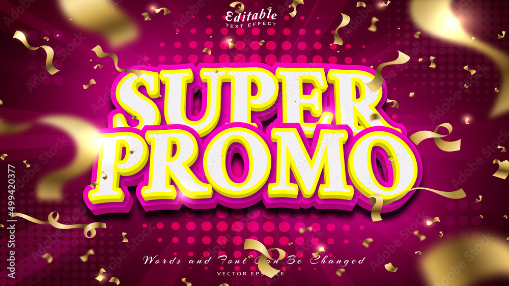 super promo 3d style text effect Stock Vector | Adobe Stock
