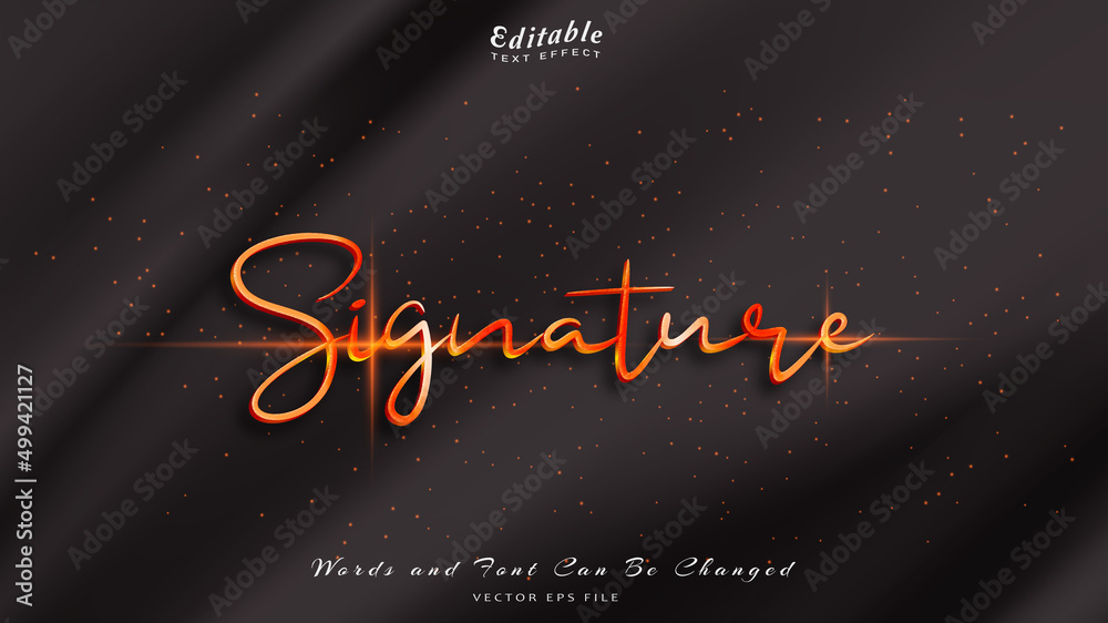 signature editable text effect with black wavy background. black silk ...