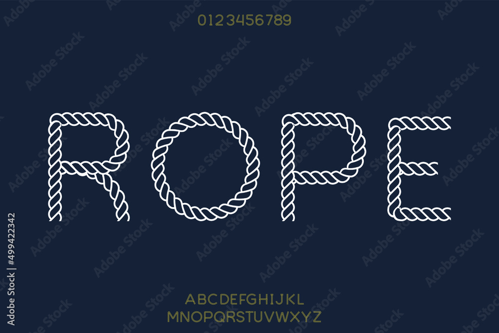 Rope Alphabet typeface design, suitable for poster, outdoor sport ...