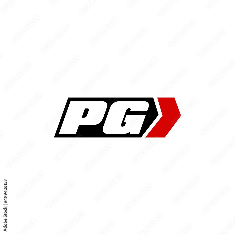 Initial letter PG logo with right arrow logo design Stock Vector ...