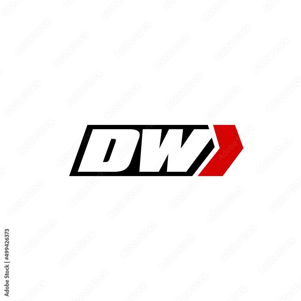 Initial letter DW logo with right arrow logo design Stock Vector ...