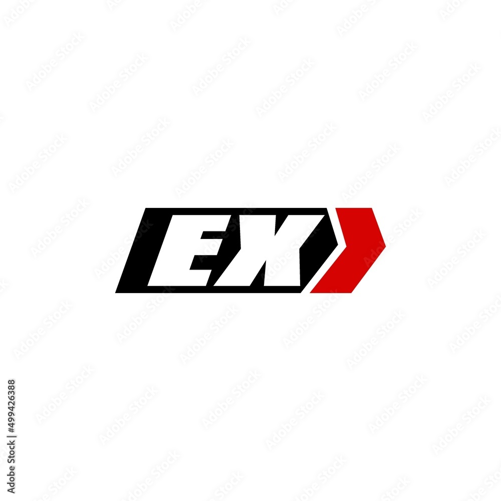 Initial letter EX logo with right arrow logo design Stock Vector ...