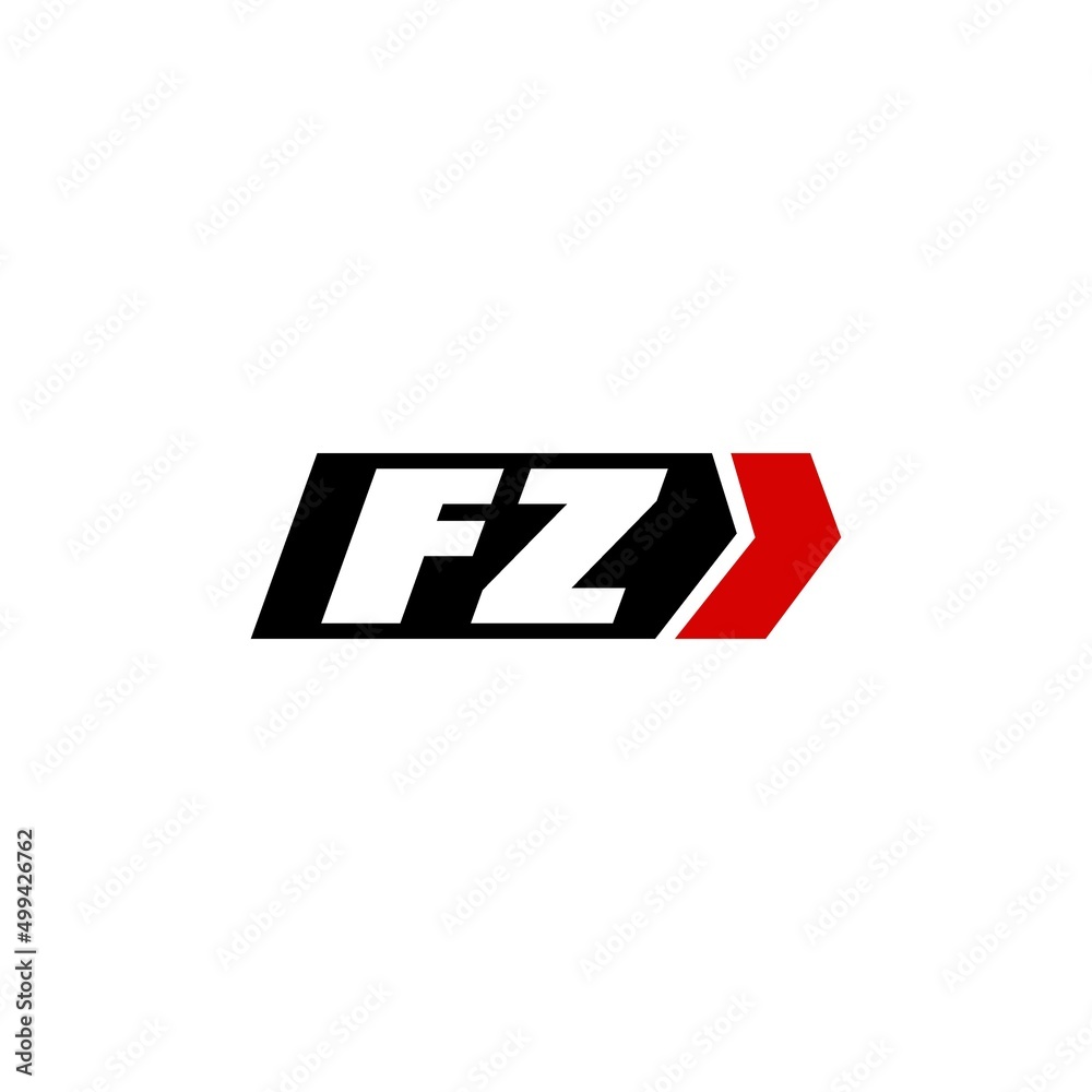 Initial letter FZ logo with right arrow logo design Stock Vector ...