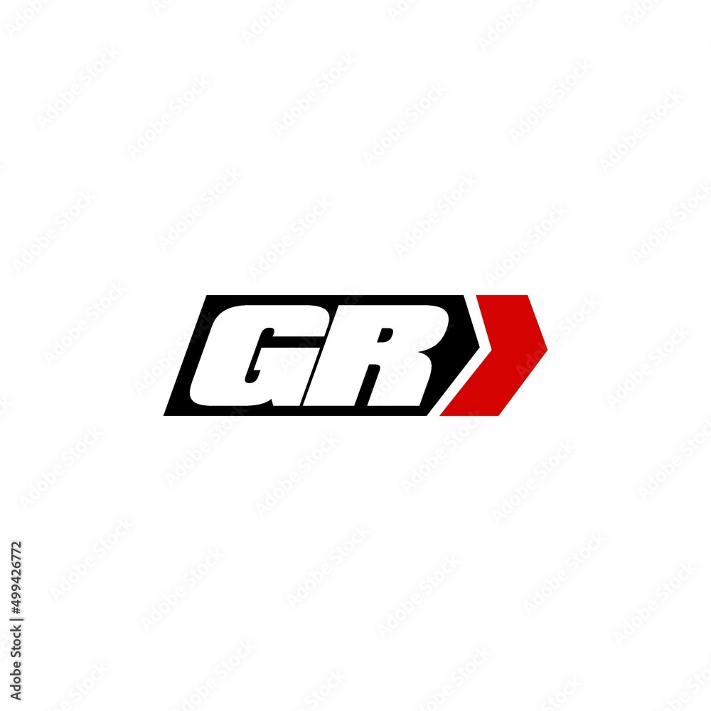 Initial letter GR logo with right arrow logo design Stock Vector ...