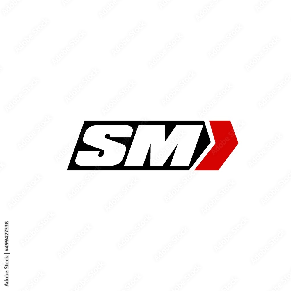 Initial letter SM logo with right arrow logo design Stock Vector ...