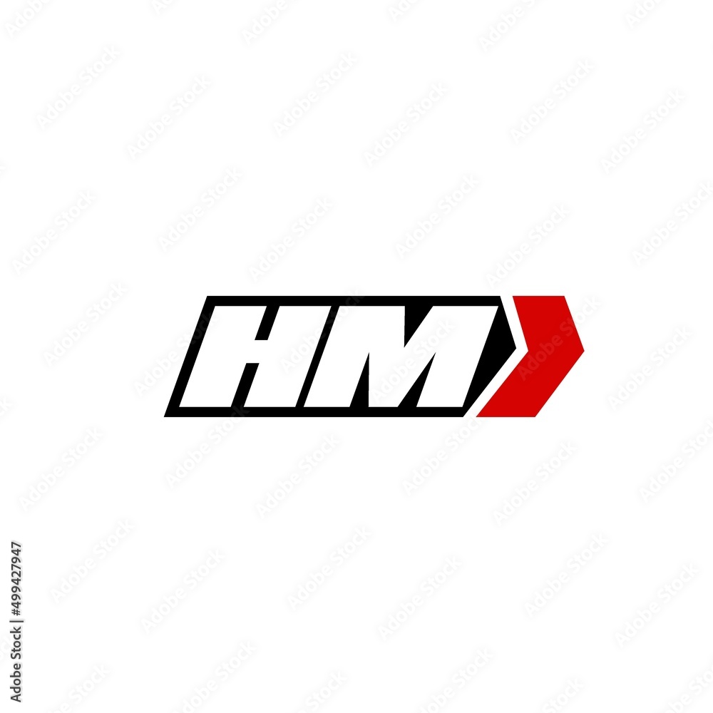 Initial letter HM logo with right arrow logo design Stock Vector ...