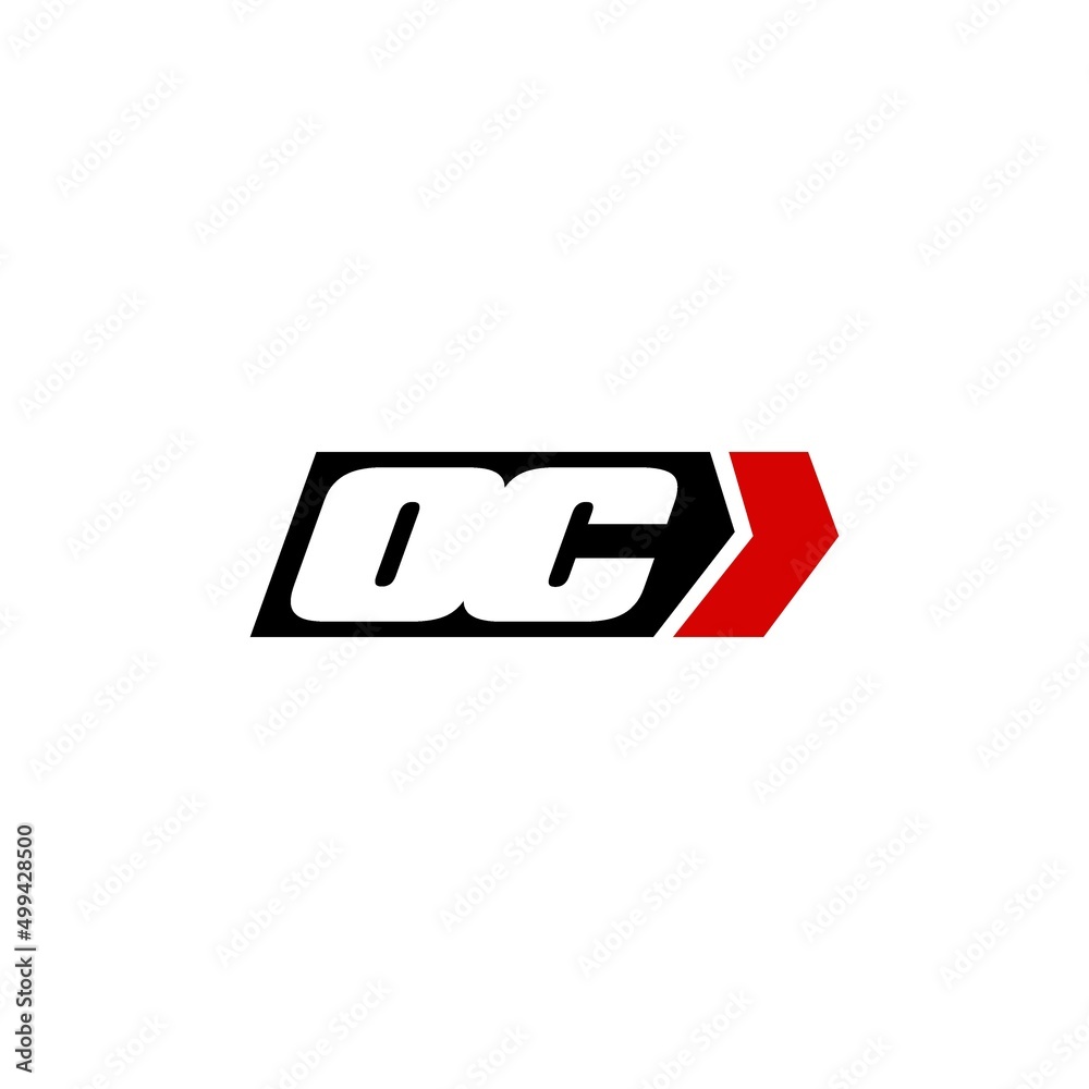 Initial letter OC logo with right arrow logo design Stock Vector ...