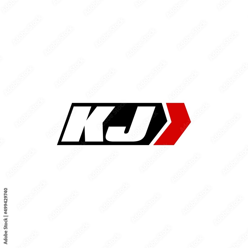 Initial letter KJ logo with right arrow logo design Stock Vector ...