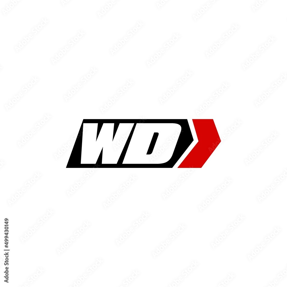 Initial letter WD logo with right arrow logo design Stock Vector ...