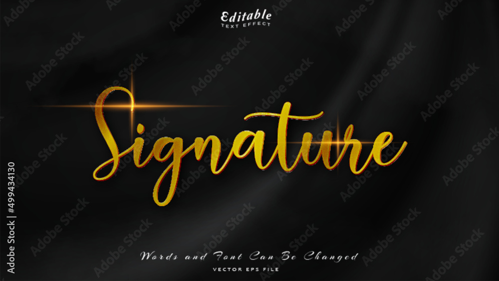 signature editable text effect with black wavy background. black silk ...