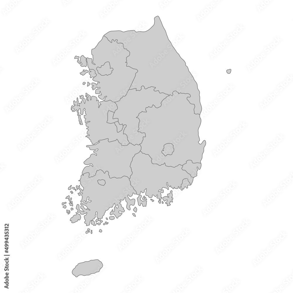 Outline political map of the South Korea. High detailed vector ...