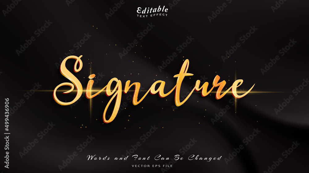 signature editable text effect with black wavy background. black silk ...