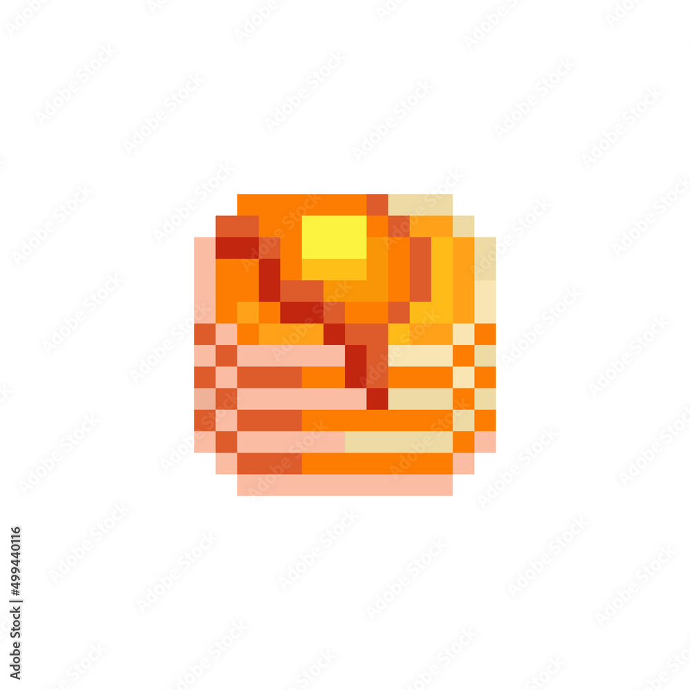 Pancakes pixel art icon. Design for stickers, logo fast food, mobile ...