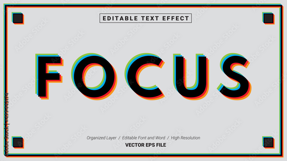 Editable Focus Font Typography Template Text Effect Style Lettering ...