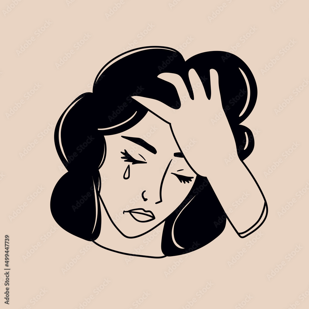 Portrait Of Sad Woman Crying Feeling Unhappy Beautiful Lady Shedding