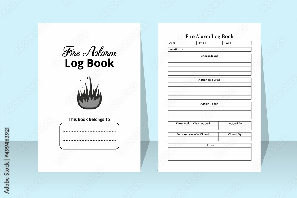 Fire alarm notebook KDP interior. Fire department information checker ...